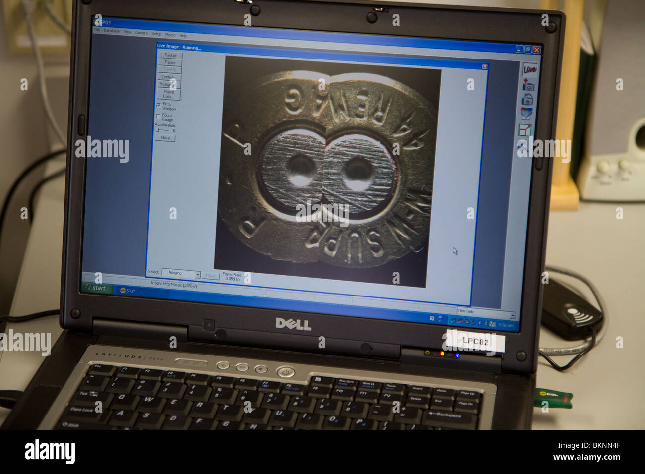Computer screen showing a side-by-side comparison of hammer marks on ...