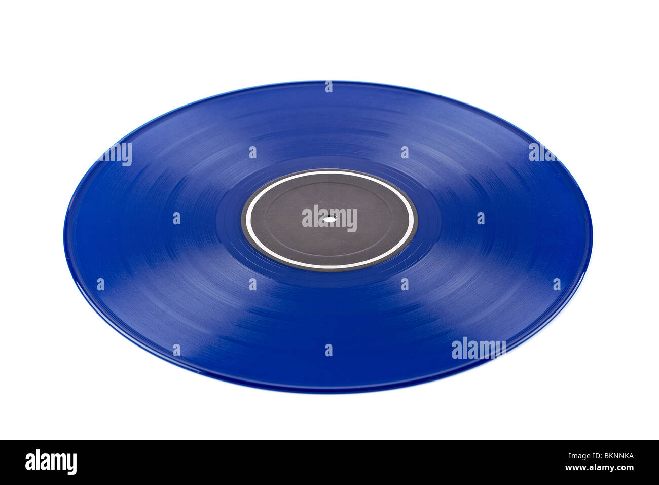 Dusty blue vinyl record with black label isolated on white background ...