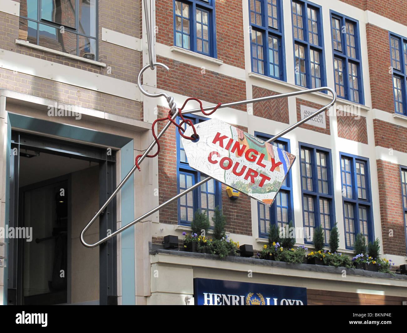 Kingly Court Carnaby Street London fashion Coat hanger Logo Stock Photo ...