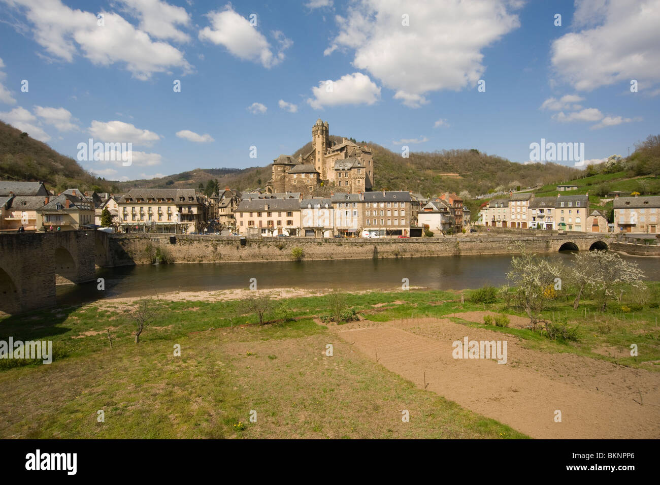The Ancient Old City of Estaing with River Lot and Beautiful Castle ...