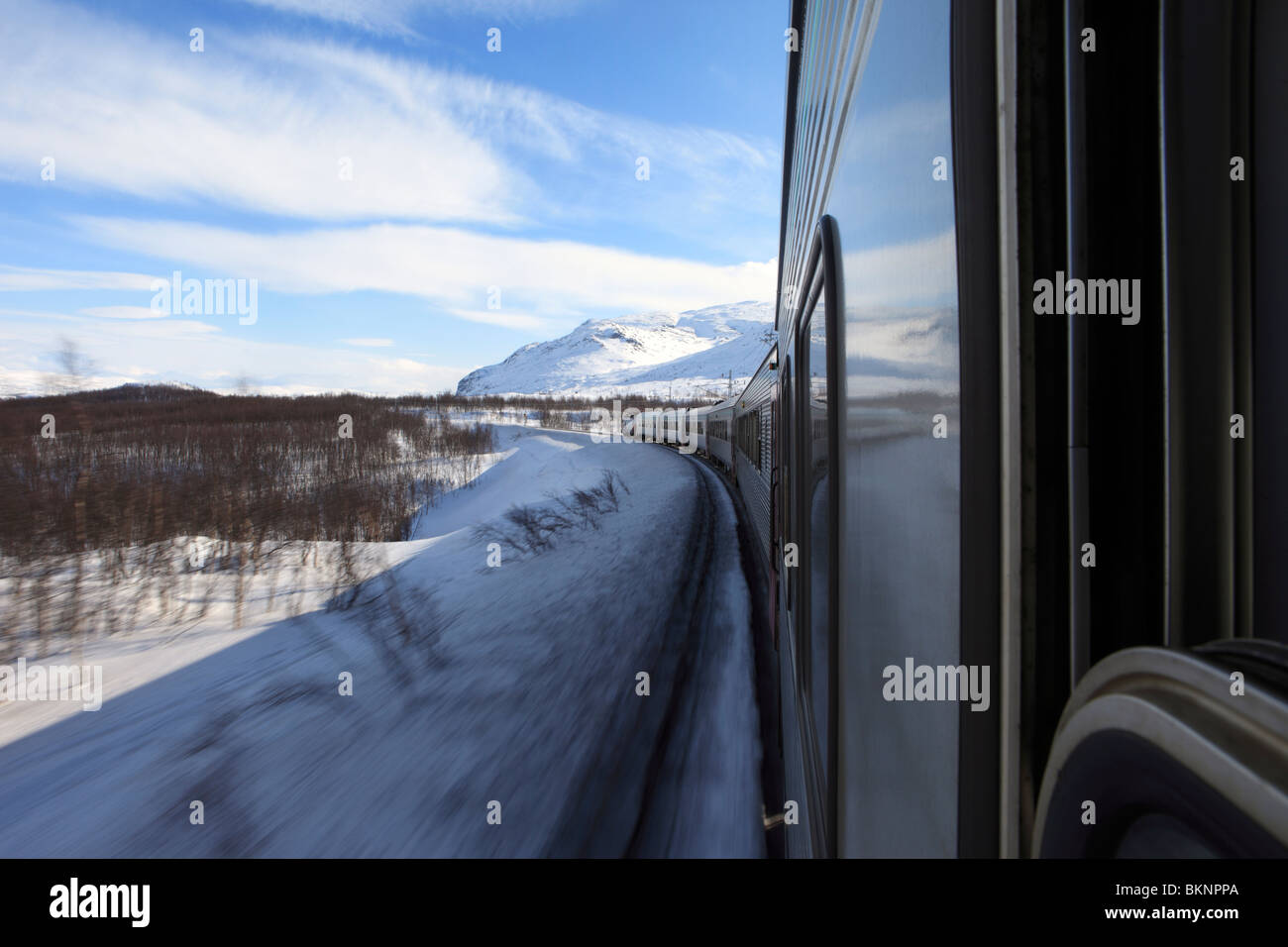 The Ofotbanen passenger train journey from the port of Narvik in Norway ...