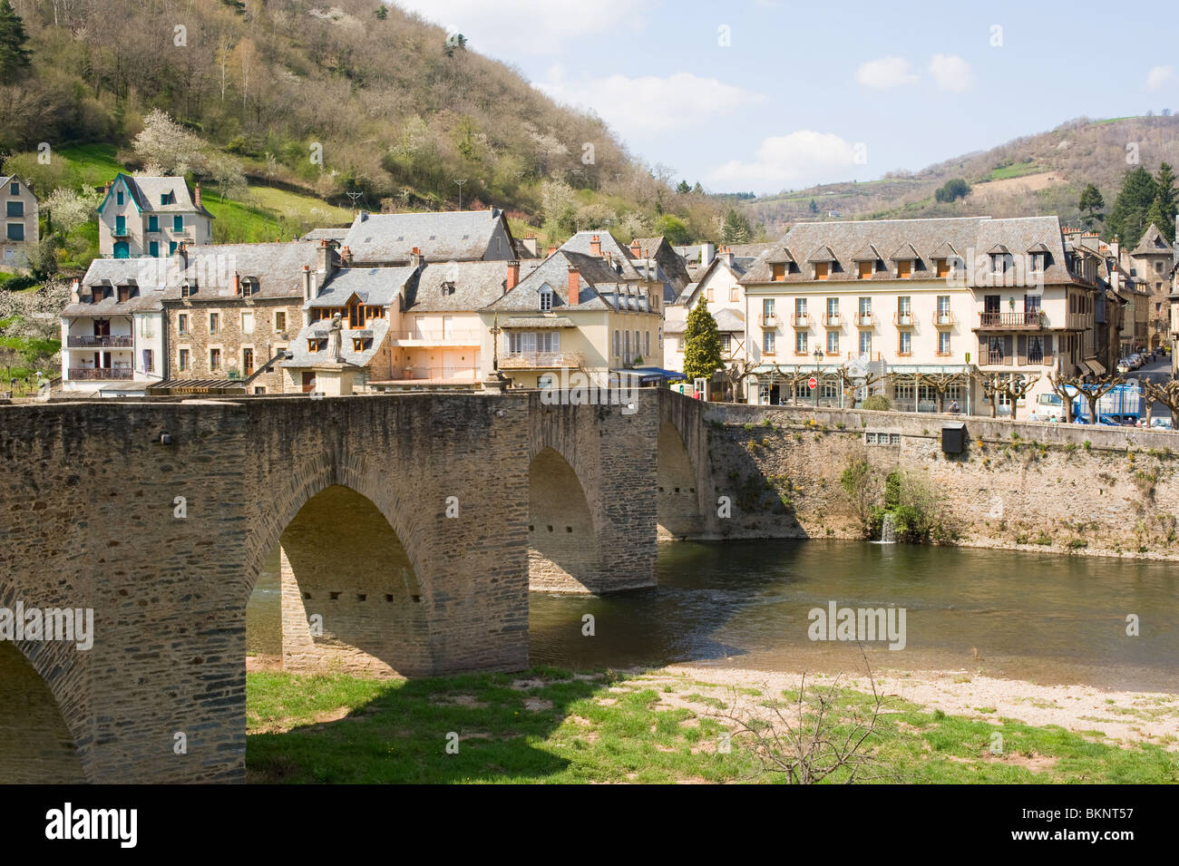 Famous Wrought Iron Cross on Gothic Stone Bridge over River Lot at ...