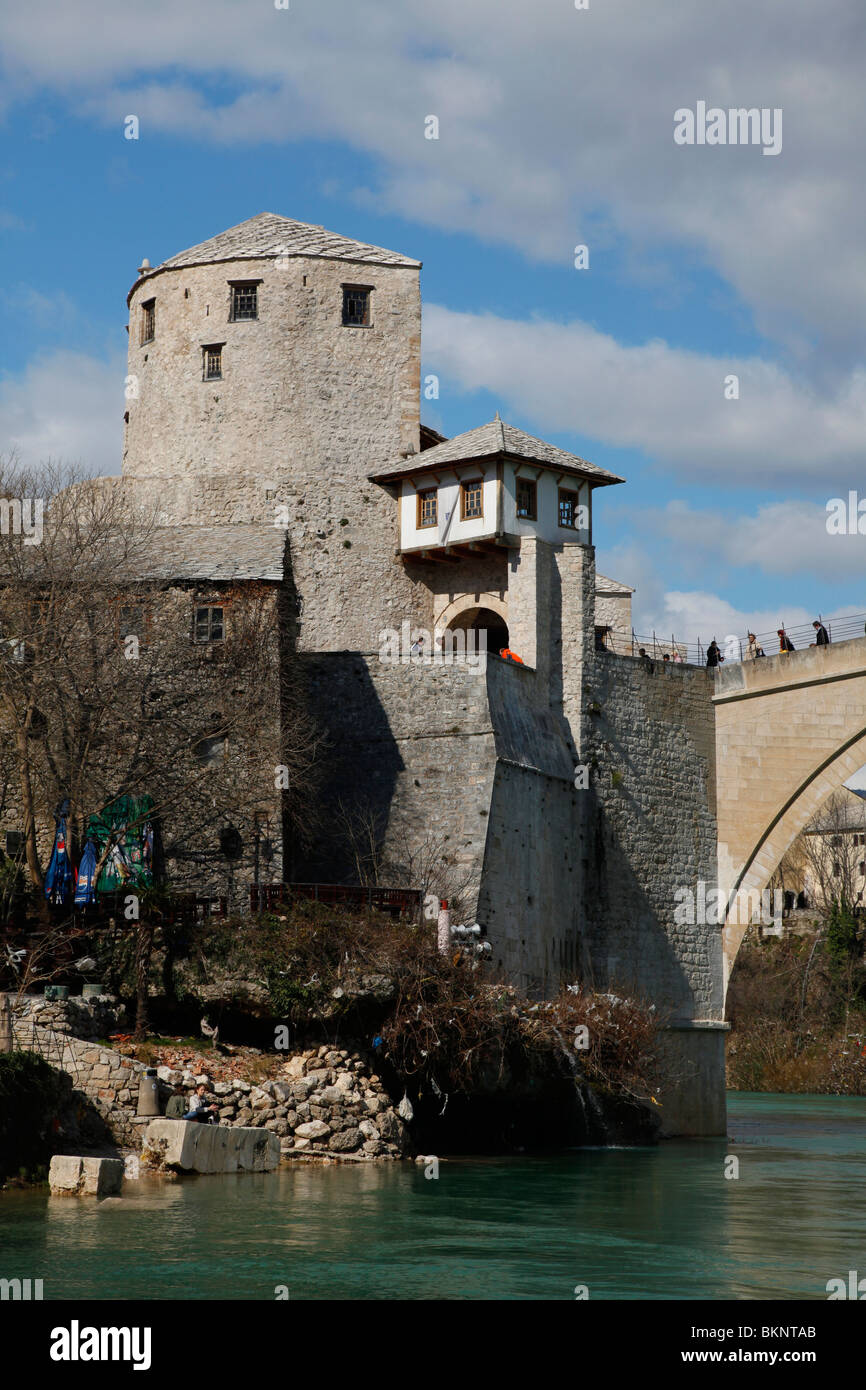 CASTLE TURRET & OLD BRIDGE SARAJEVO BOSNIA & HERZEGOVINA MOSTAR BOSNIA ...