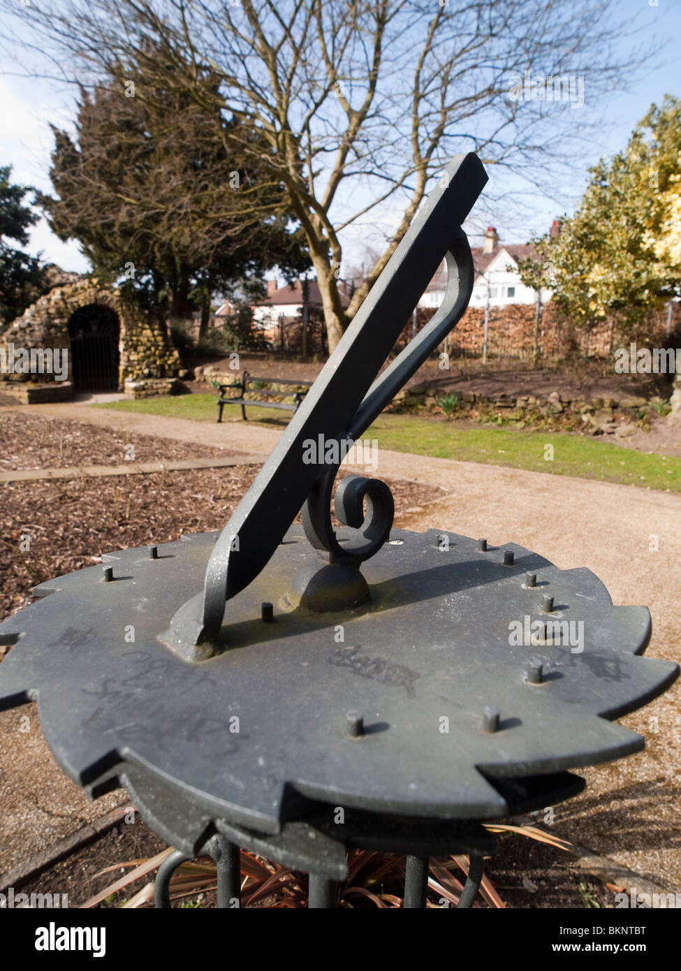 A sundial at Carr Bank Park, Mansfield Nottinghamshire England UK Stock ...