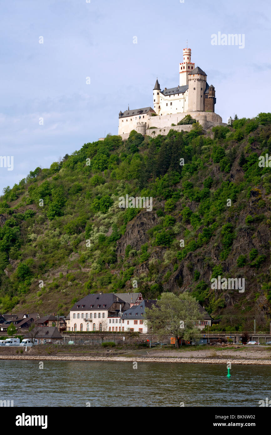 Marksburg castle near Braubach on the middle Rhine river Stock Photo ...