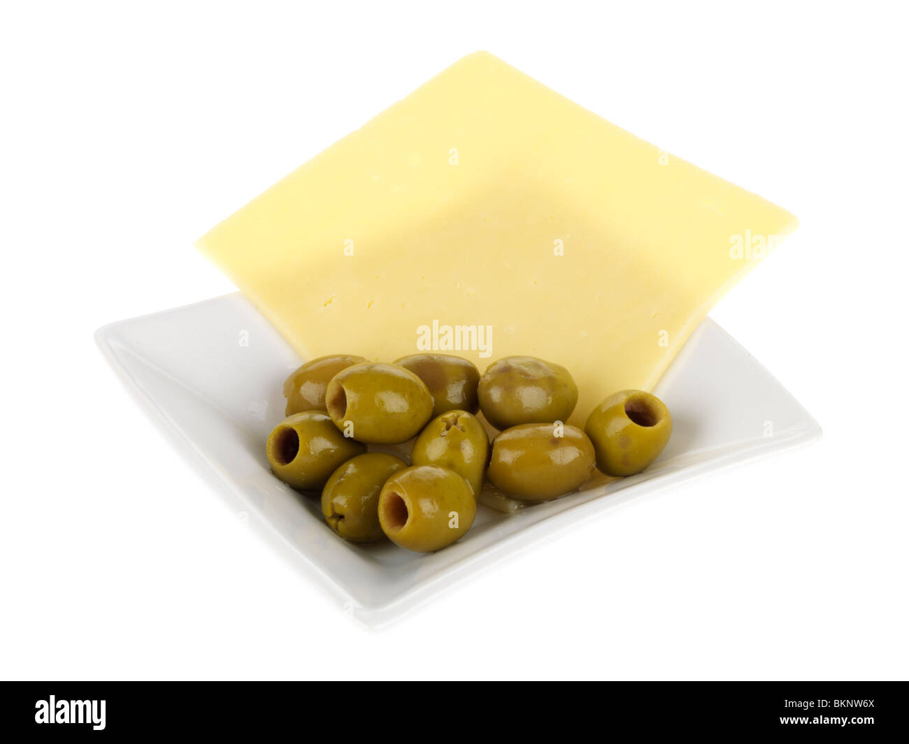 Green Olives with Cheddar Cheese Stock Photo - Alamy