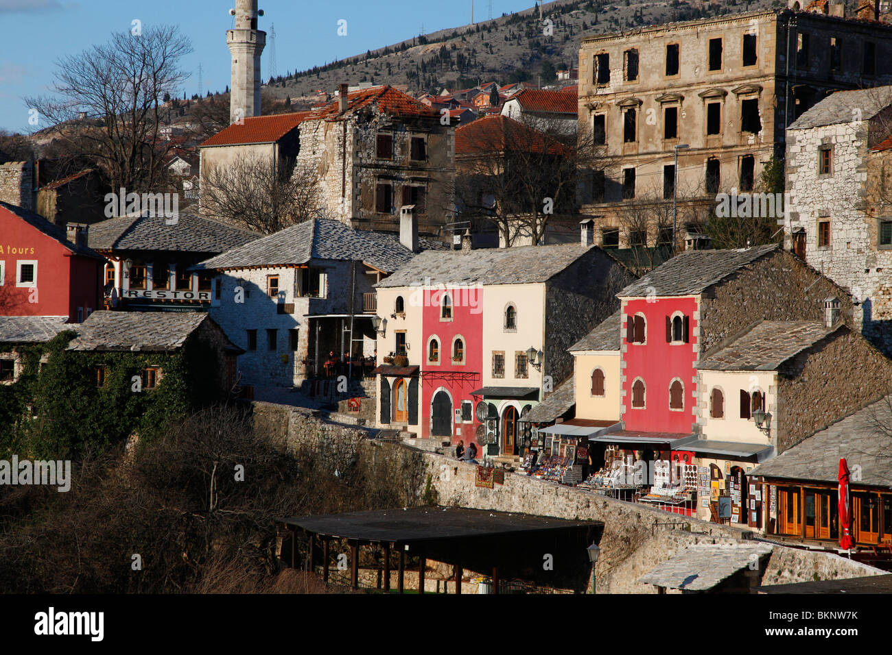OLD TOWN COLOURED BUILDINGS SARAJEVO BOSNIA & HERZEGOVINA MOSTAR BOSNIA ...