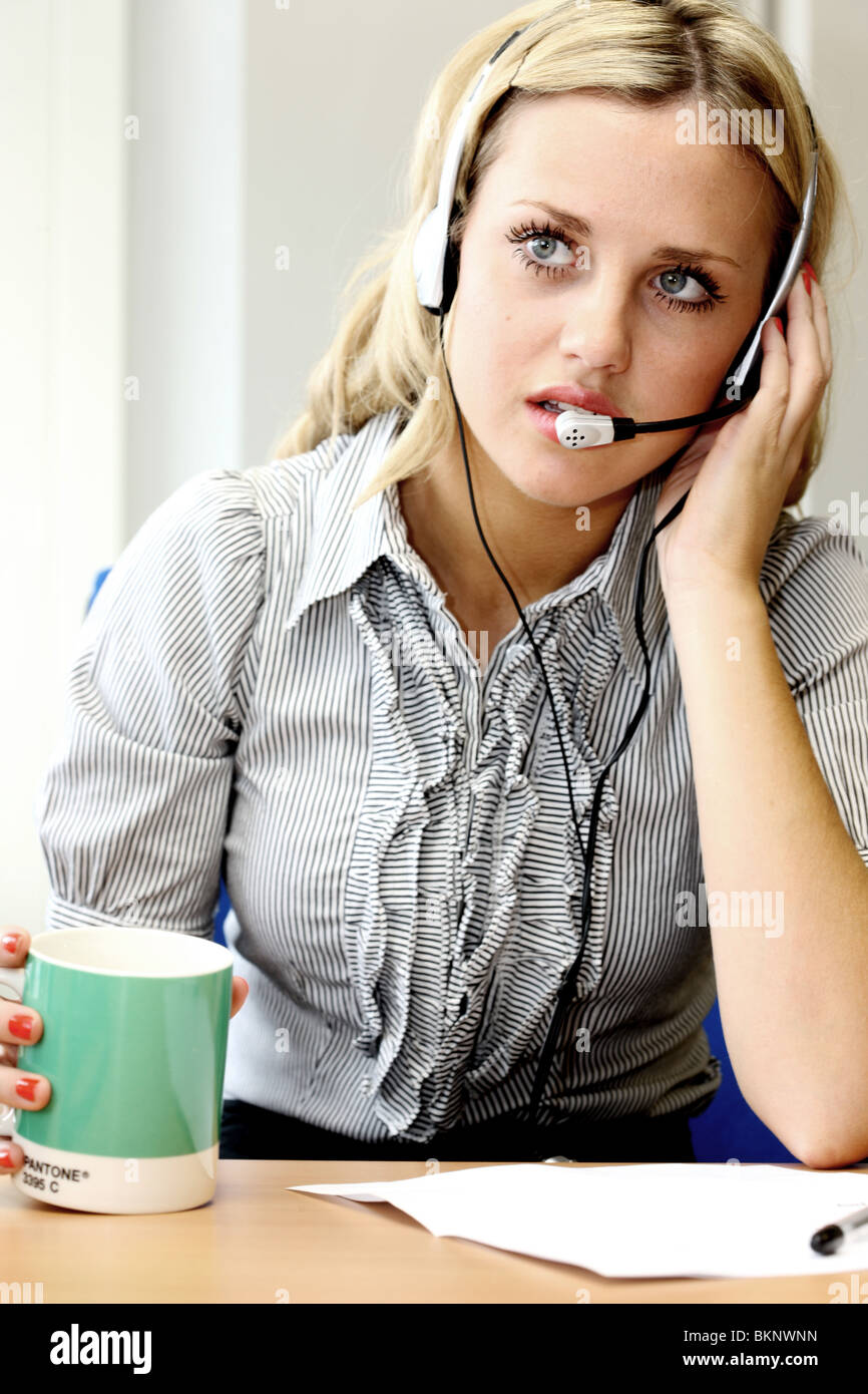 Young Business Woman with Headphones. Model Released Stock Photo - Alamy