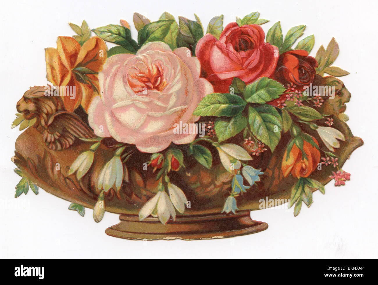 Pink and Red Roses in a Decorative Container Stock Photo - Alamy