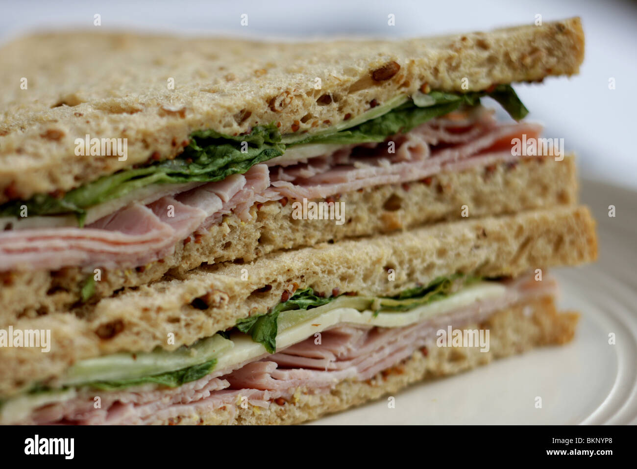 Ham and Cheese Sandwich on Malted Bread Stock Photo - Alamy