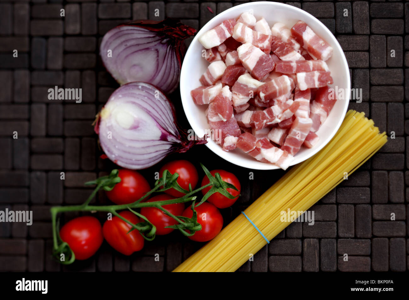 Bacon cut into lardons hi-res stock photography and images - Alamy