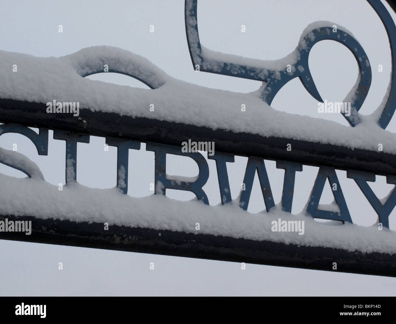 snow on subway sign Stock Photo - Alamy