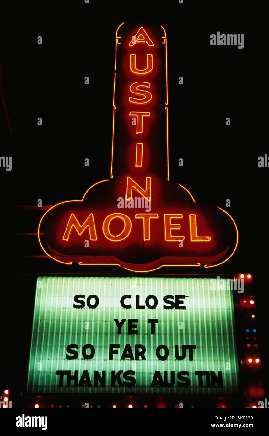 Neon sign of the Austin Motel, Austin, Texas, USA Stock Photo - Alamy