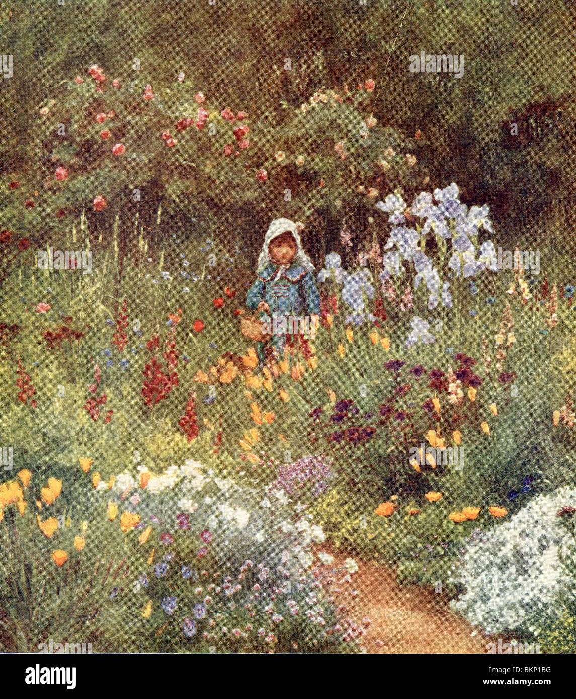 Girl in flowers victorian painting hi-res stock photography and images ...
