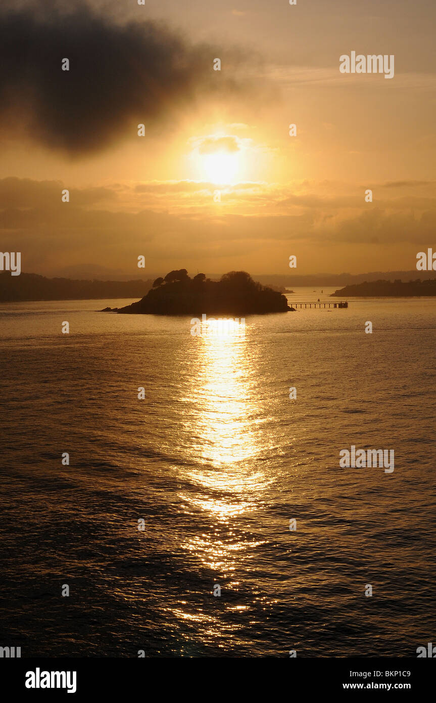 Drake's Island lying in Plymouth Sound the stretch of water south of ...