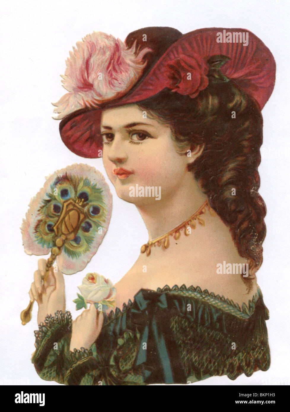 Portrait of a Lady in Decorative Costume Fanning Herself Stock Photo ...