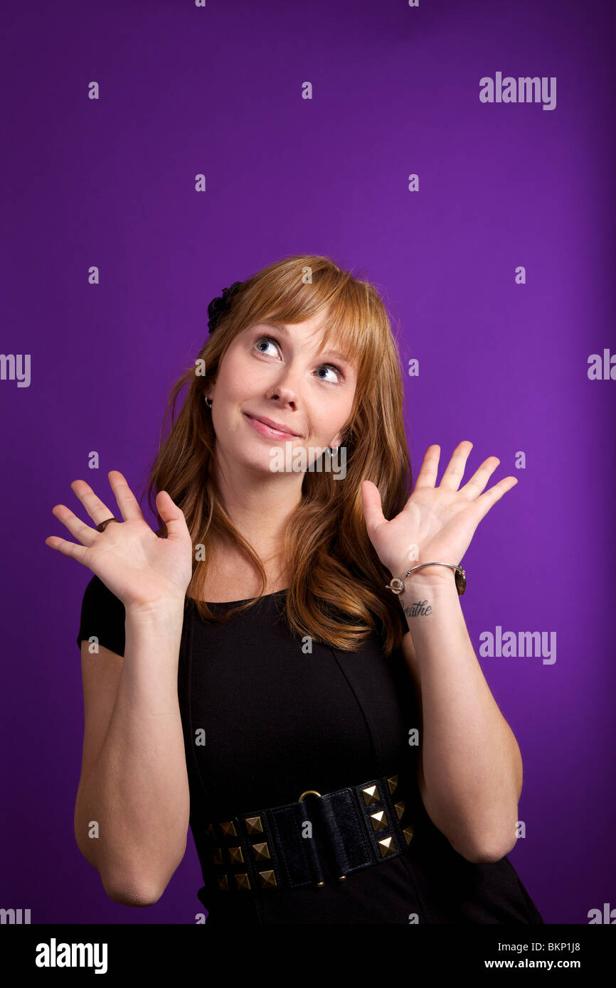 Portrait of a pretty, young girl with cute, playful expression Stock ...