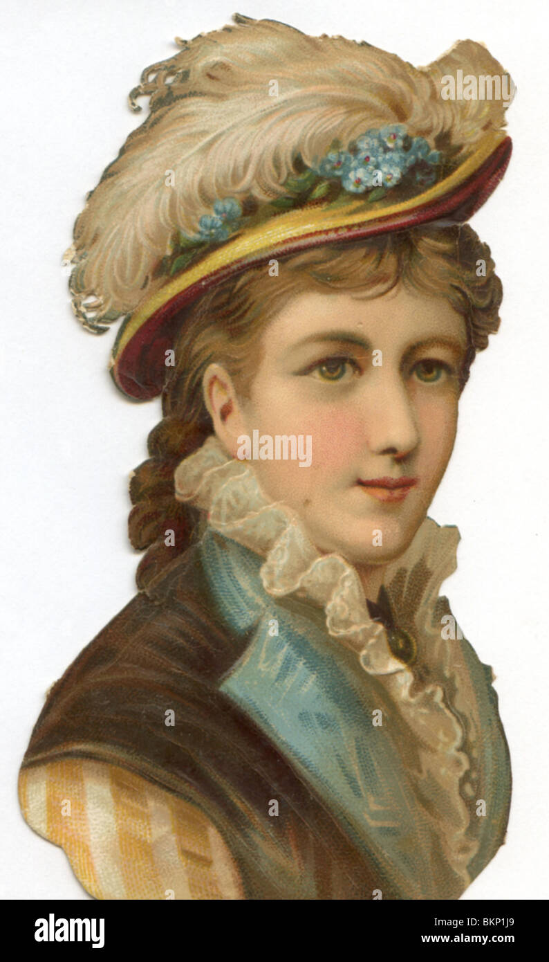 Portrait of a Lady in Decorative Feather Hat Stock Photo - Alamy