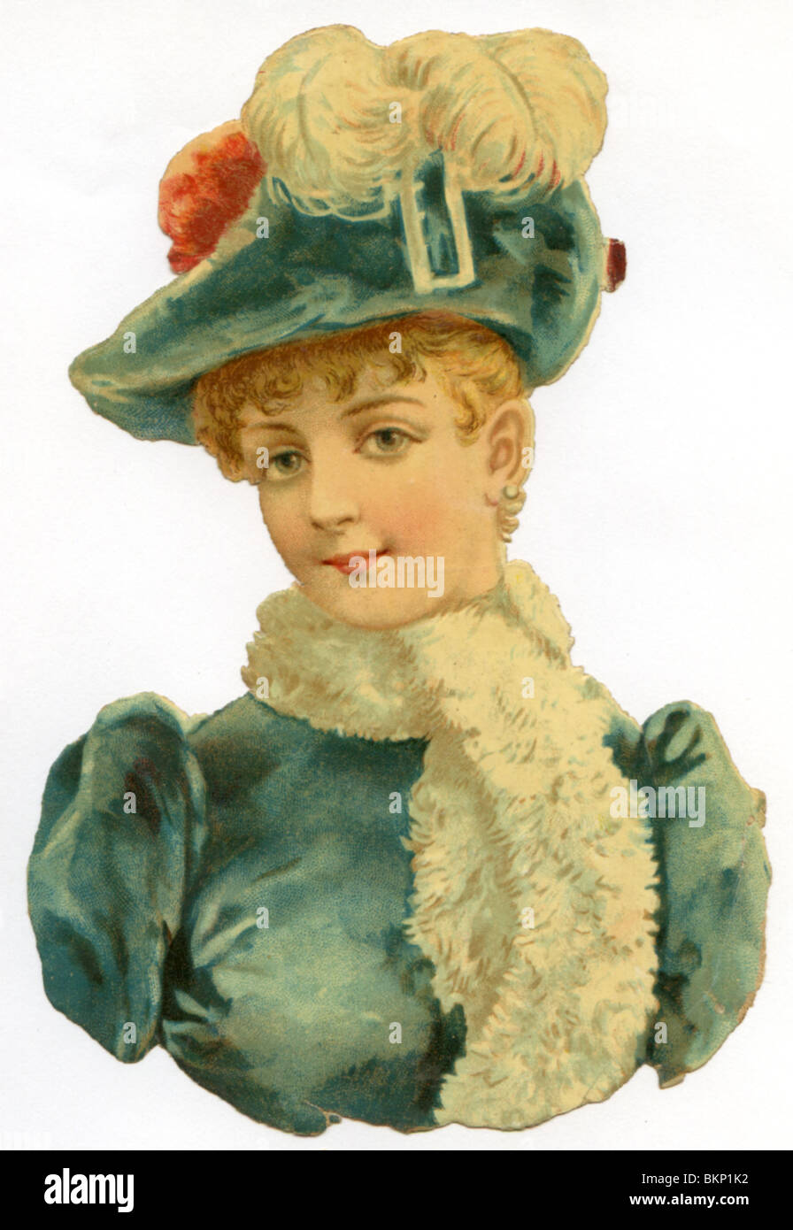 Portrait of a Lady in Decorative Feather Hat Stock Photo - Alamy