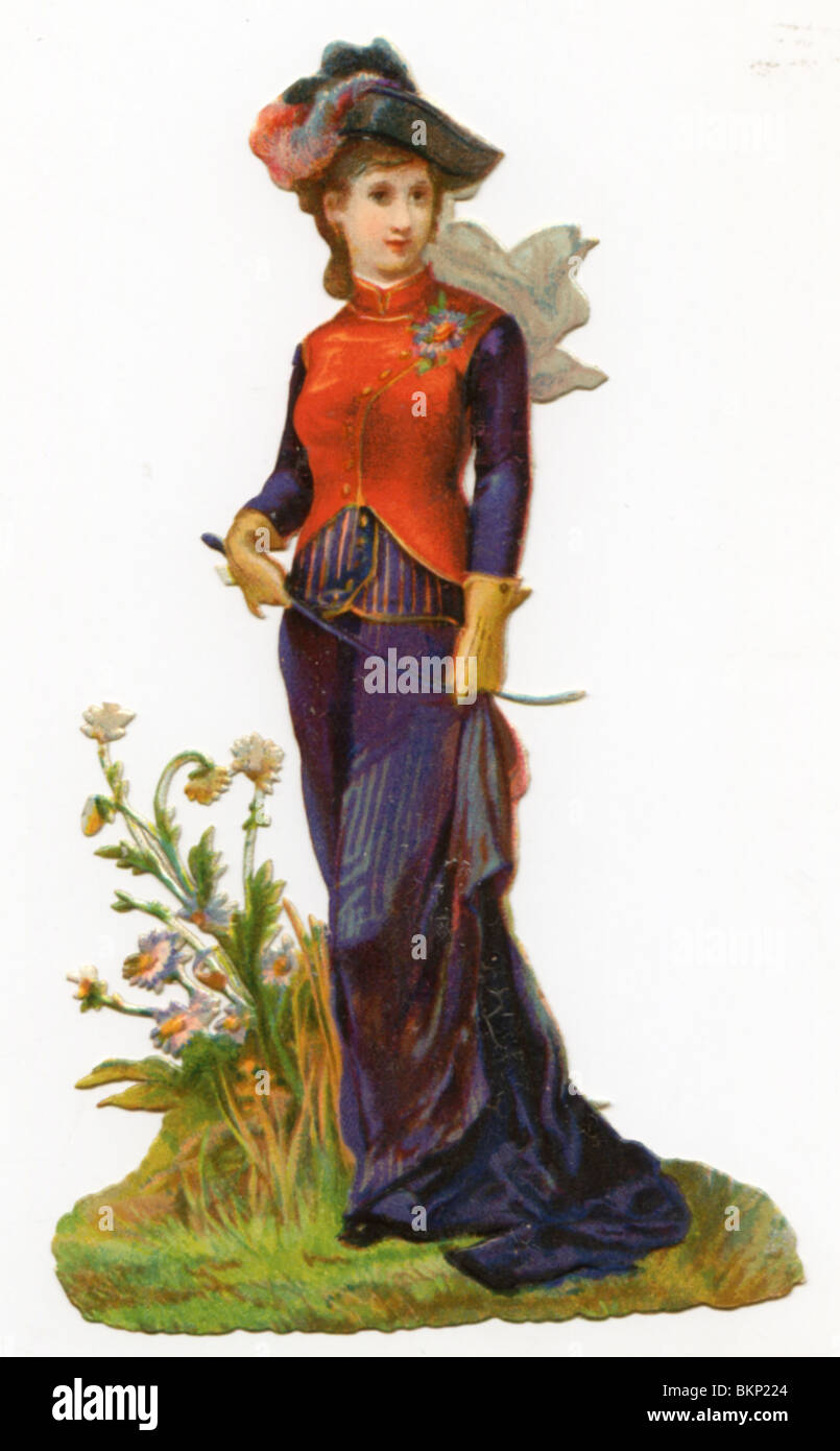 Lady in Decorative Costume out for a Walk in the Countryside Stock ...