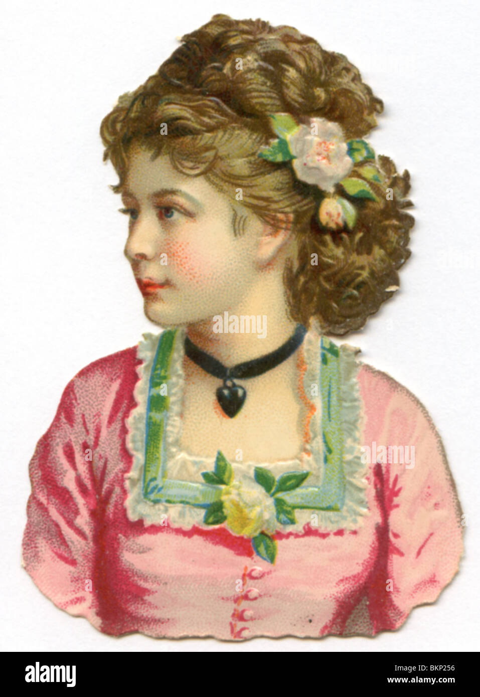 Portrait of a Pretty Lady with Riose in her Hair Stock Photo - Alamy