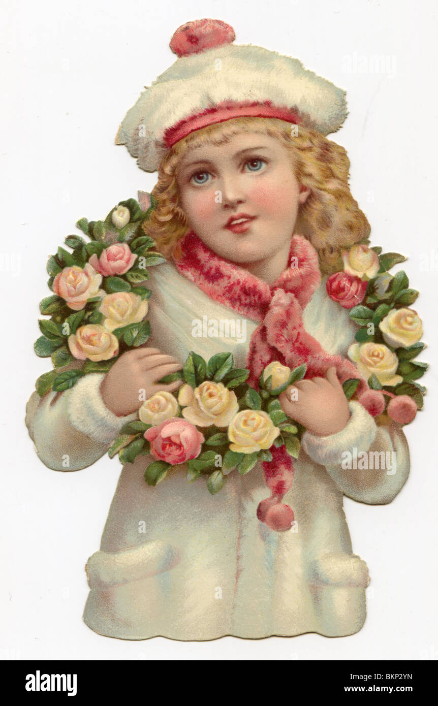 Young Girl with Roses Stock Photo - Alamy