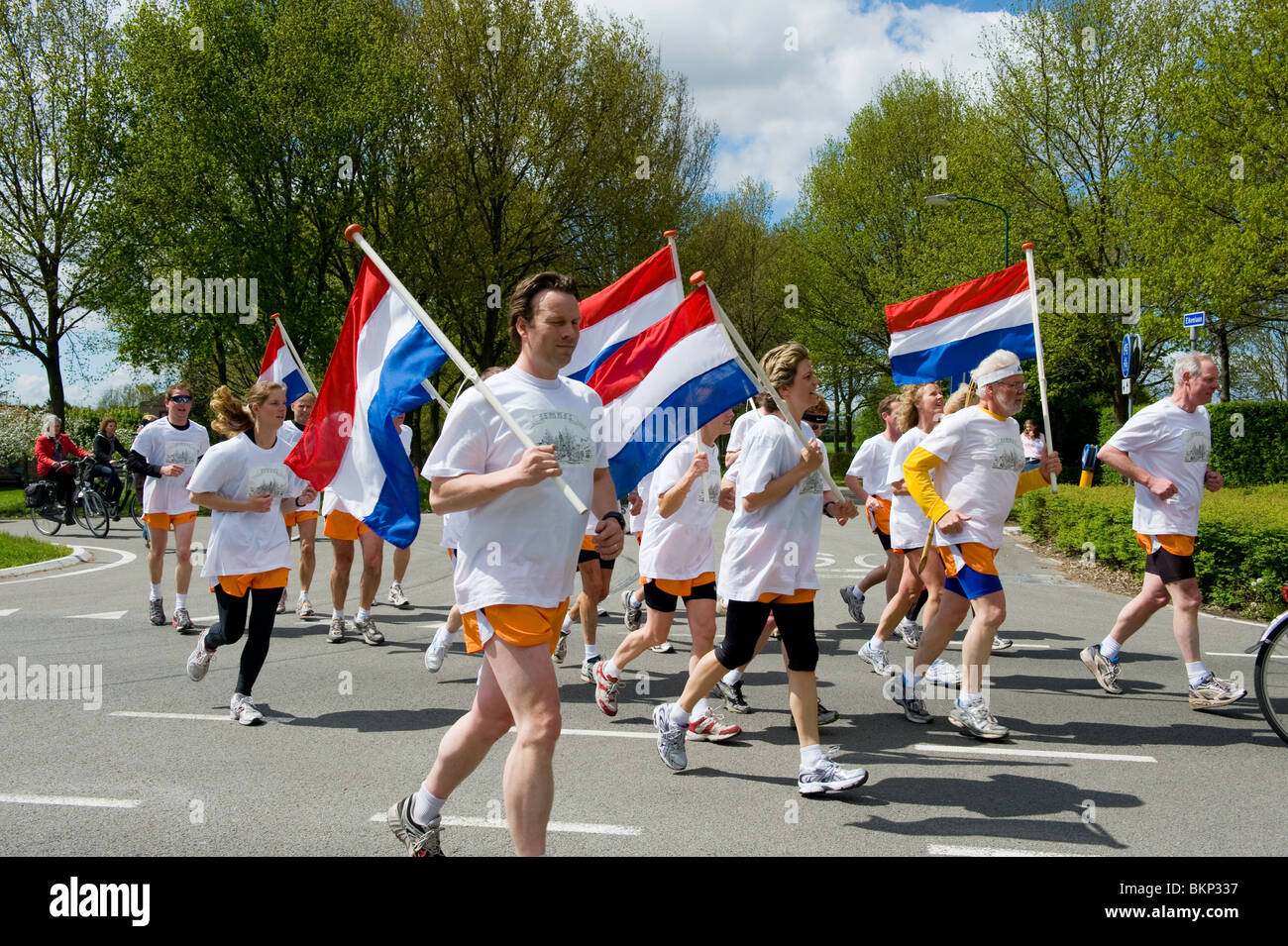 Liberation day in the Netherlands at 5 may 2010, many runners with the ...