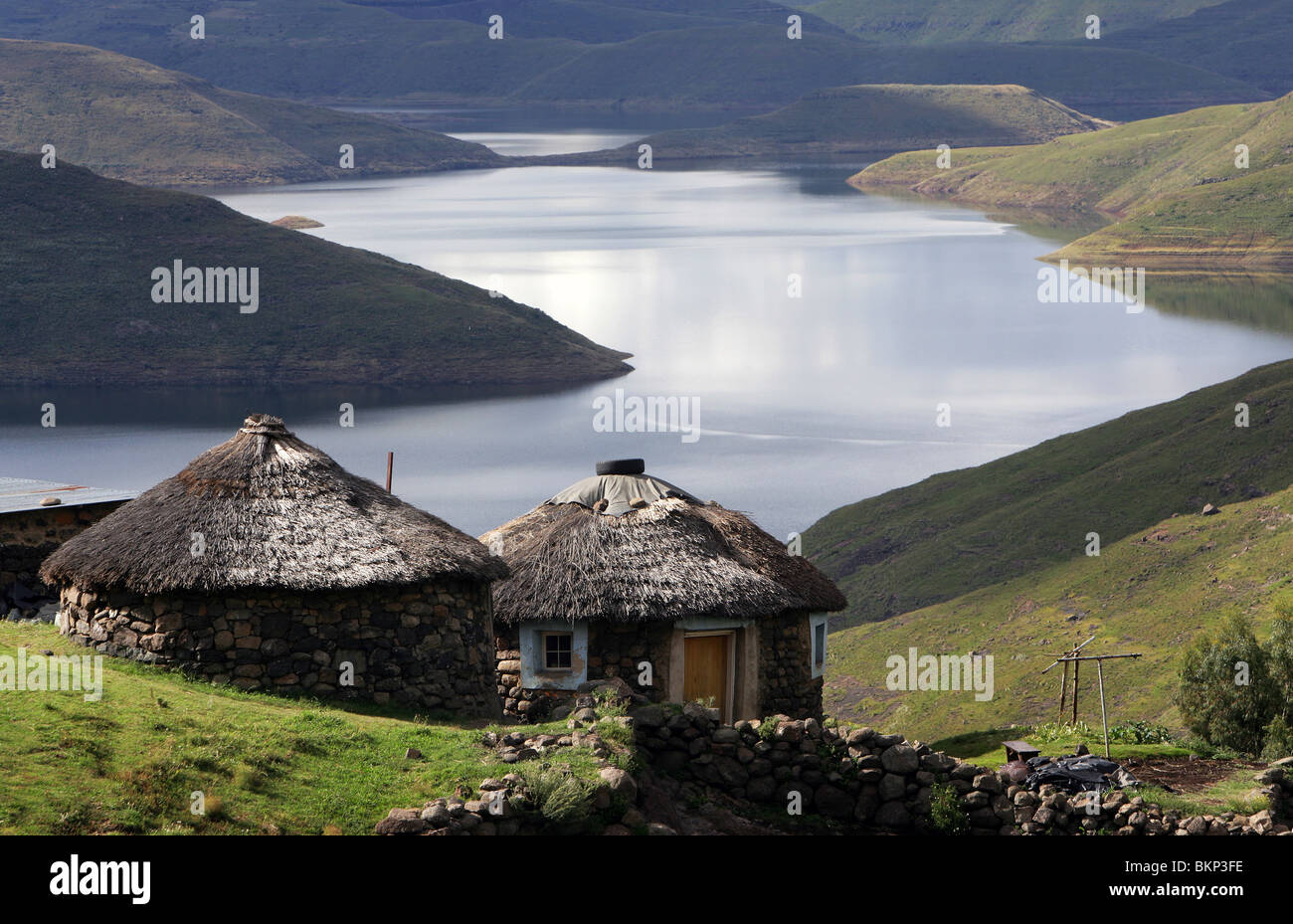 Village above Mohale Dam Lake in the Lesotho highlands, LHWP Lesotho ...