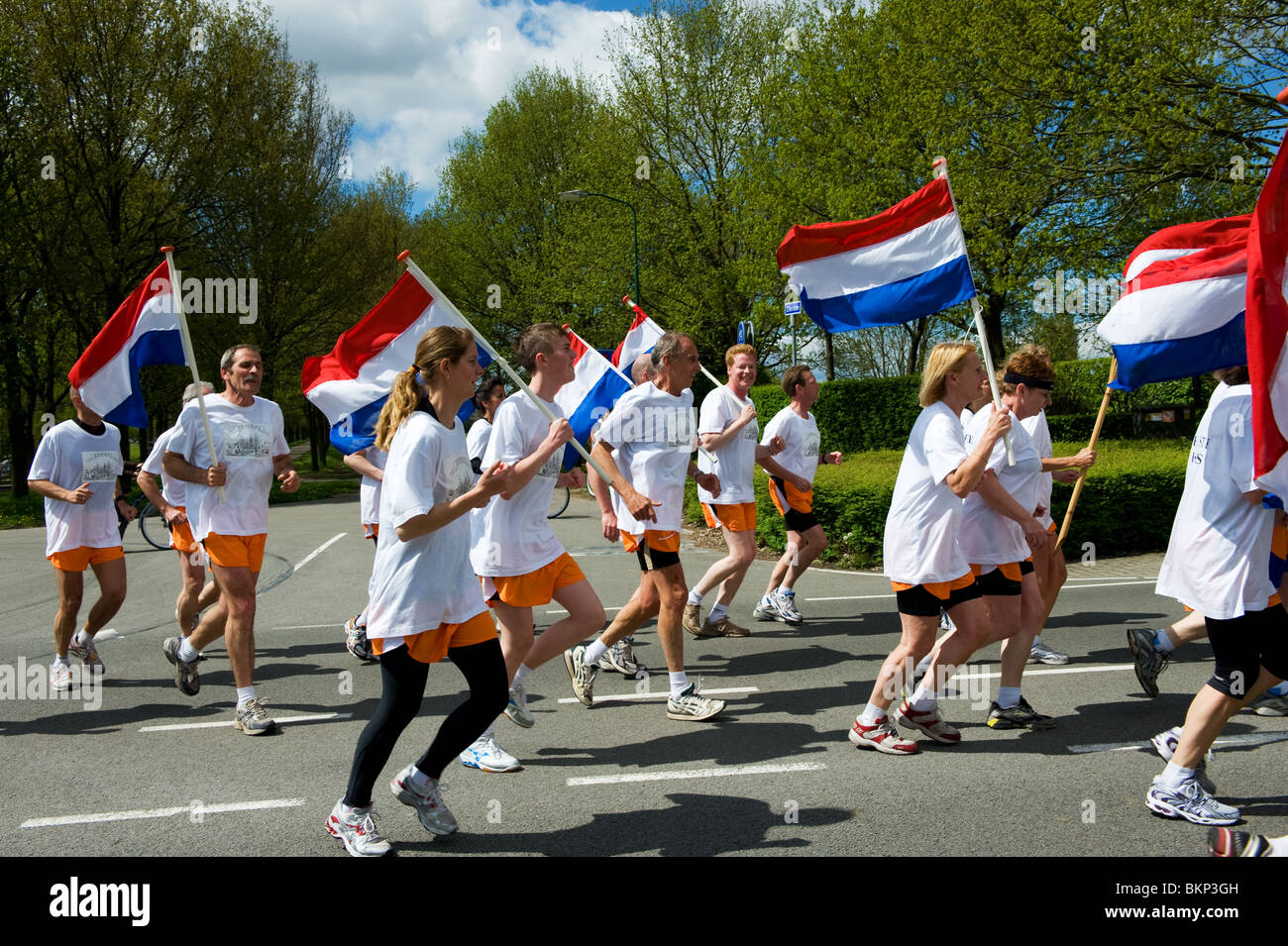 Liberation day in the Netherlands at 5 may 2010, many runners with the ...