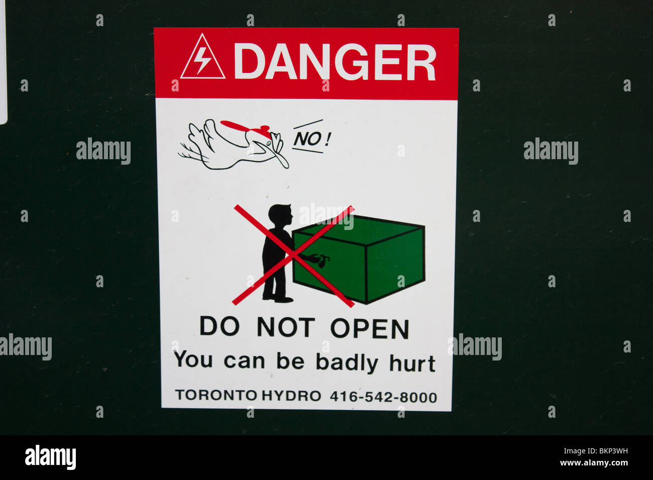 danger do not open hurt hydro dangerous label Stock Photo - Alamy