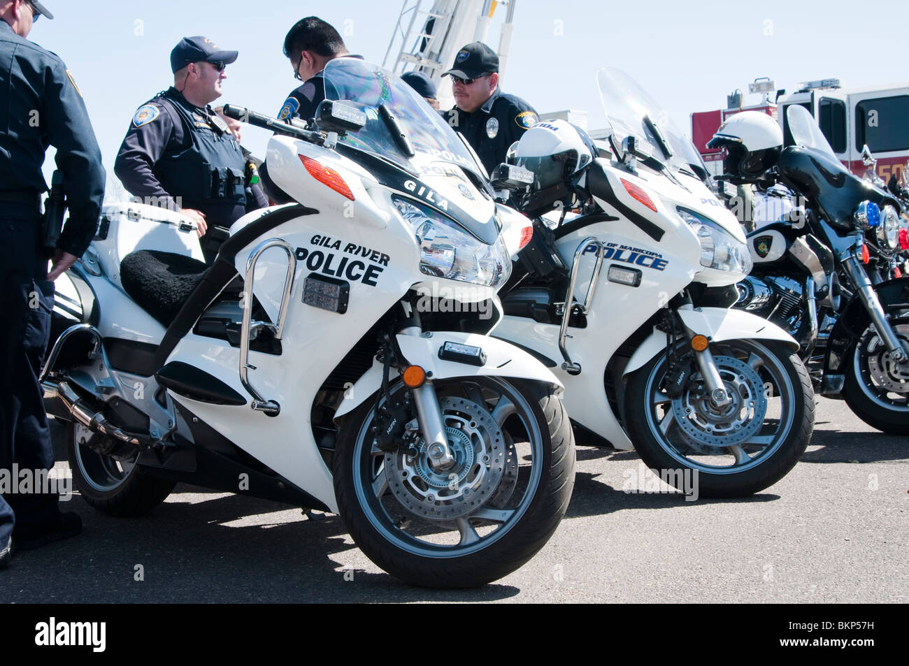 law enforcement motorcycles gathered for a rally Stock Photo - Alamy