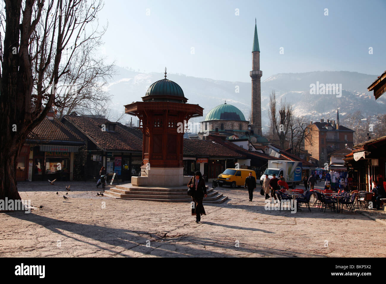 SEBILJ FOUNTAIN & MOSQUE SARAJEVO BOSNIA BASCARSIJA MARKET OLD TOWN S ...