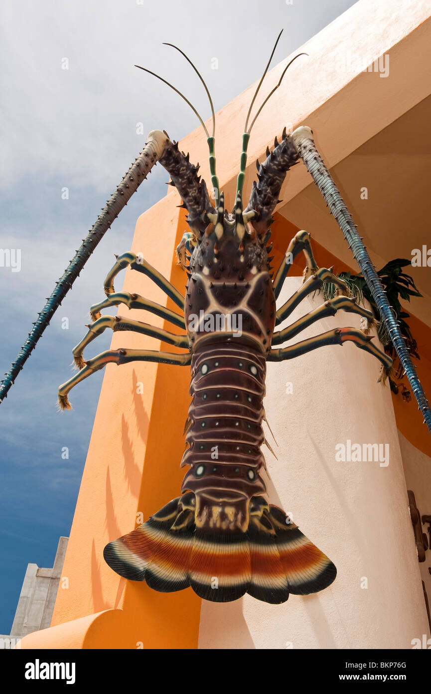 Giant Lobster Sign on the side of a Seafood Restaurant in Cabo San ...