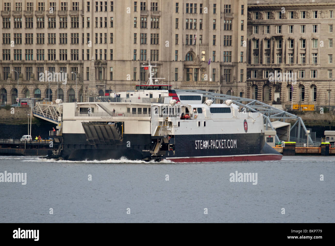 Isle of Man ferry Manannan departing from Liverpool landing stage with ...