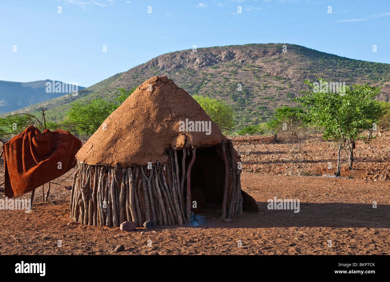 Namibia,Kaokoland area,a hut of a Himba village Stock Photo - Alamy