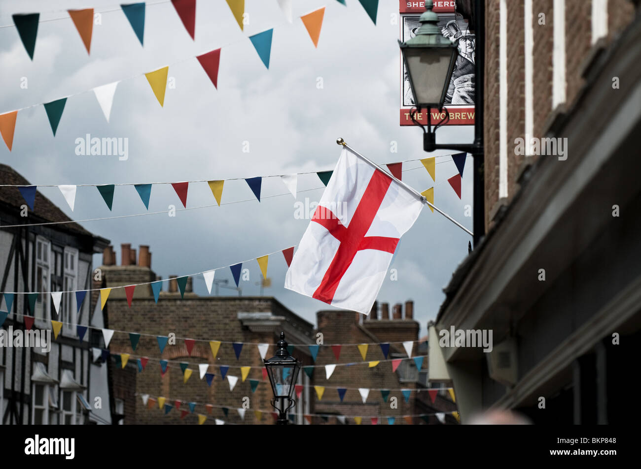 The cross of St George flag flying from a building Stock Photo - Alamy