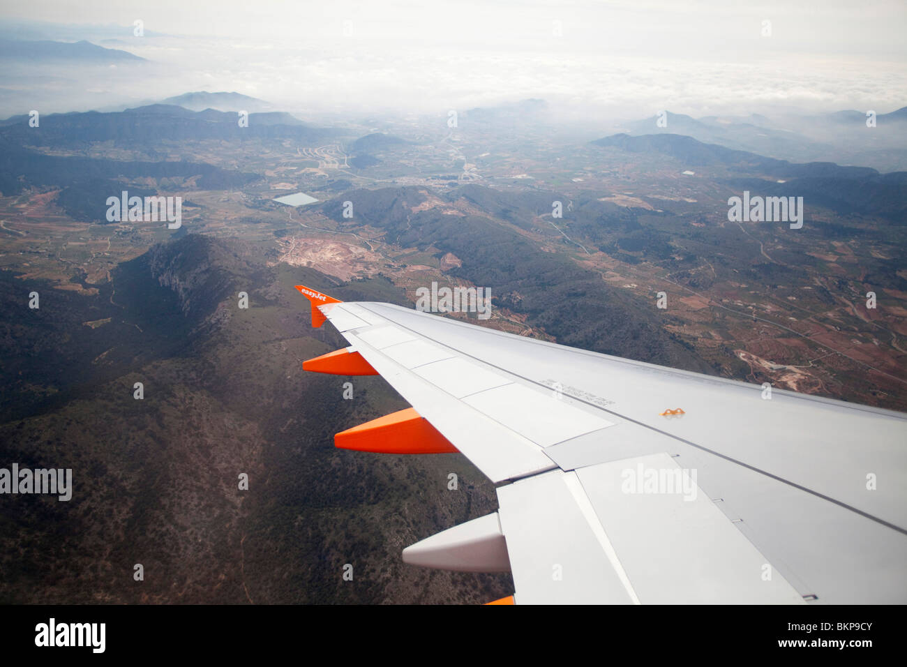 EasyJet Airline Company Limited. Aircraft in flight wing view over ...