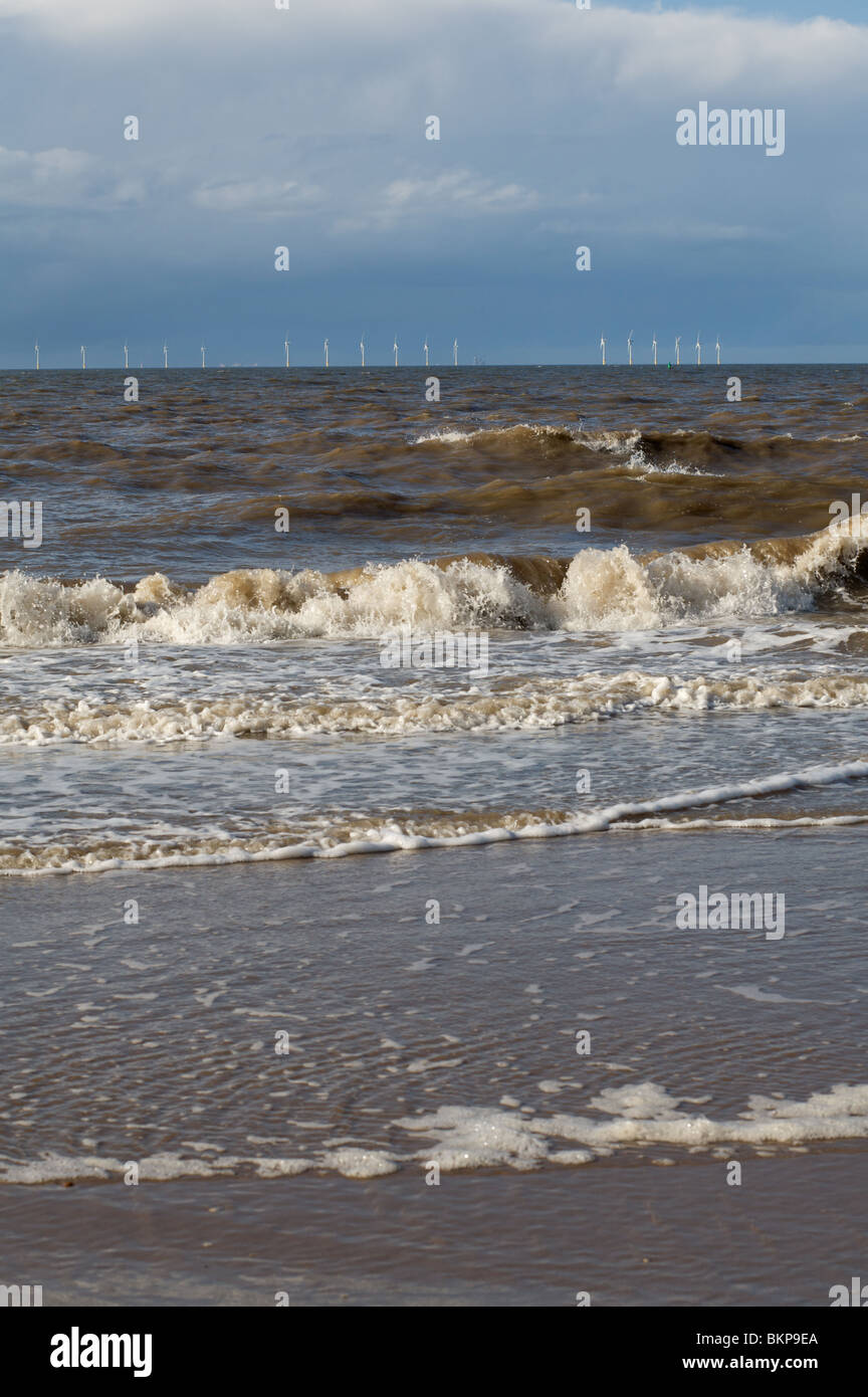 Looking north from Prestatyn, Barkby Beach towards the North Hoyle ...