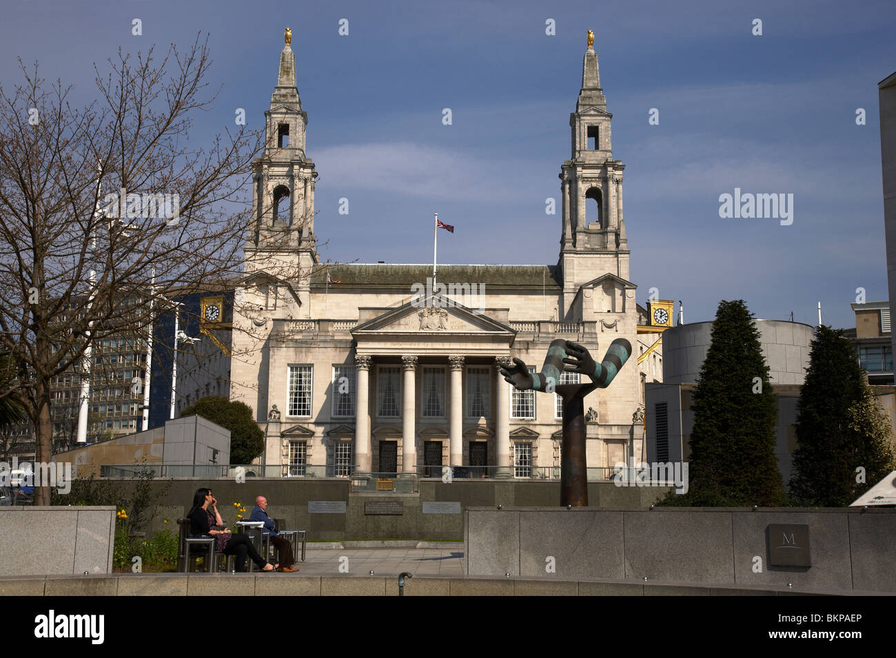 Millenium Square with Civiv Hall and Mandela Garden in Leeds UK Stock ...