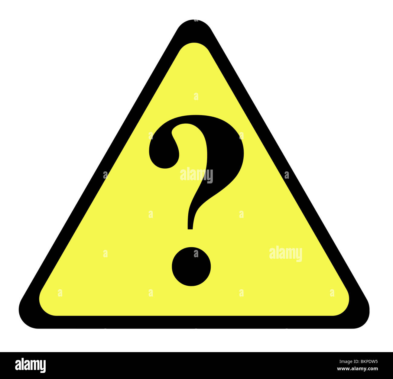 Yellow warning triangle sign with question mark, isolated on white ...