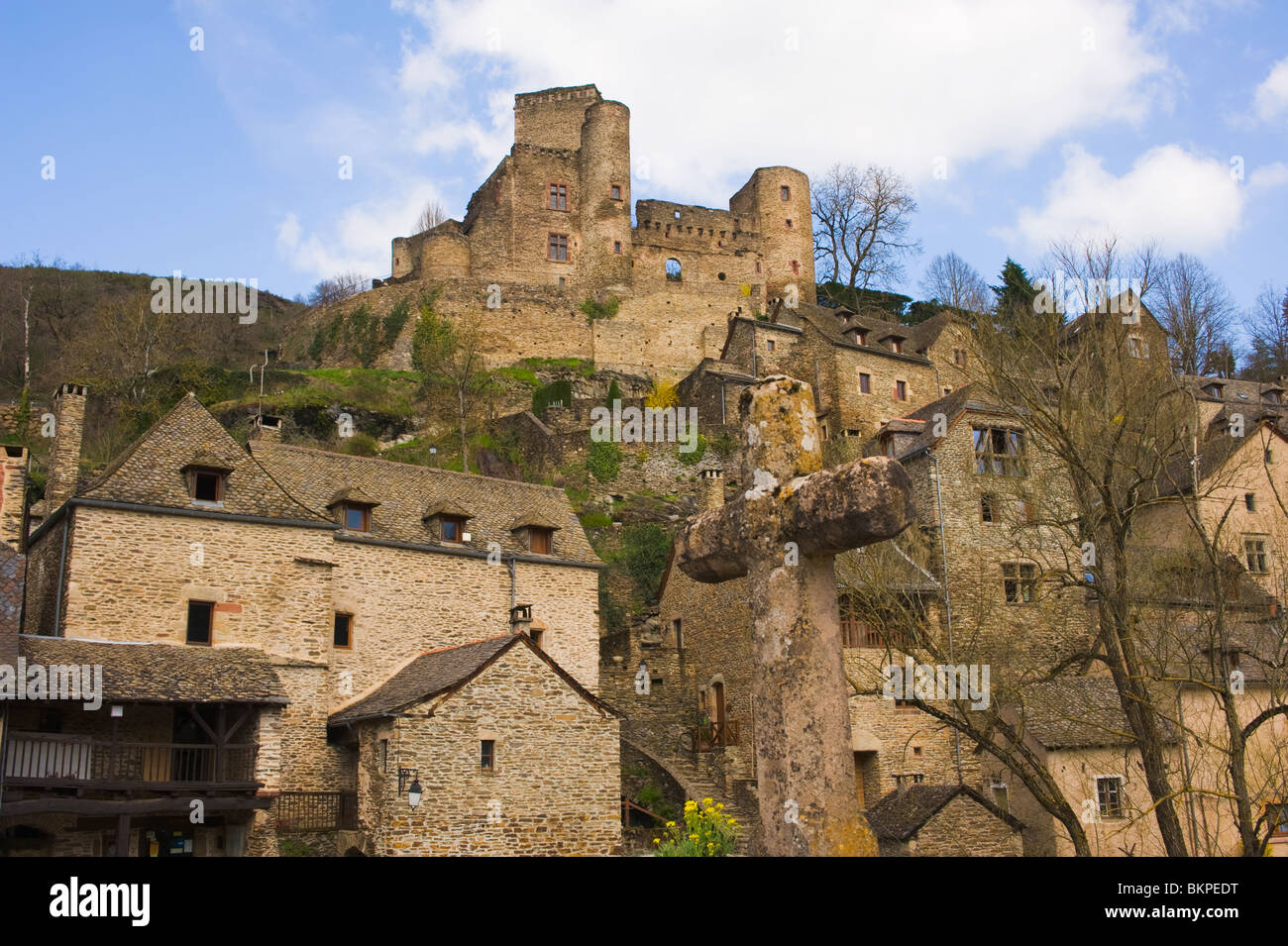 The Medieval Fortress Belcastel Castle Overlooking the Historic Village ...