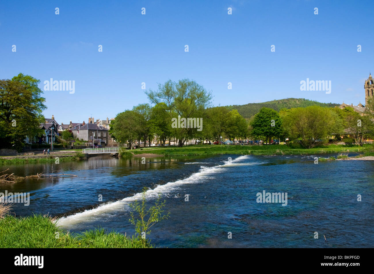 Cauld (weir) River Tweed at Peebles Scottish Borders Scotland Stock ...