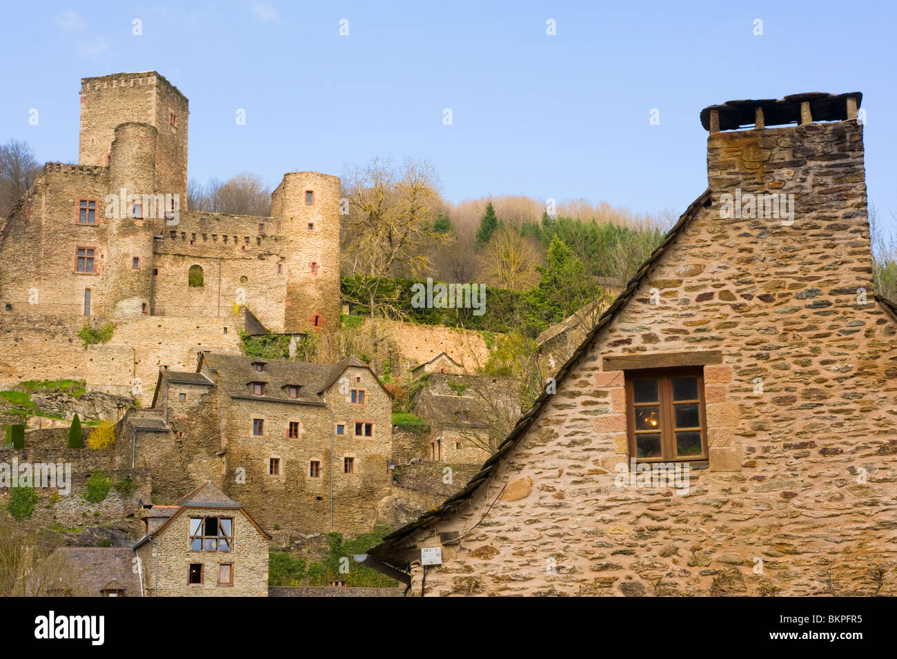 The Medieval Fortress Belcastel Castle Overlooking the Historic Village ...