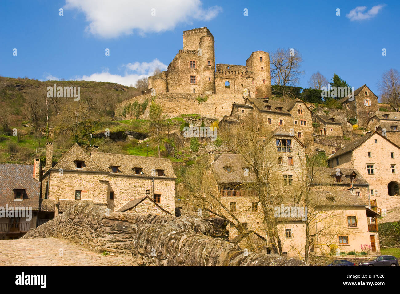The Medieval Fortress Belcastel Castle Overlooking the Historic Village ...