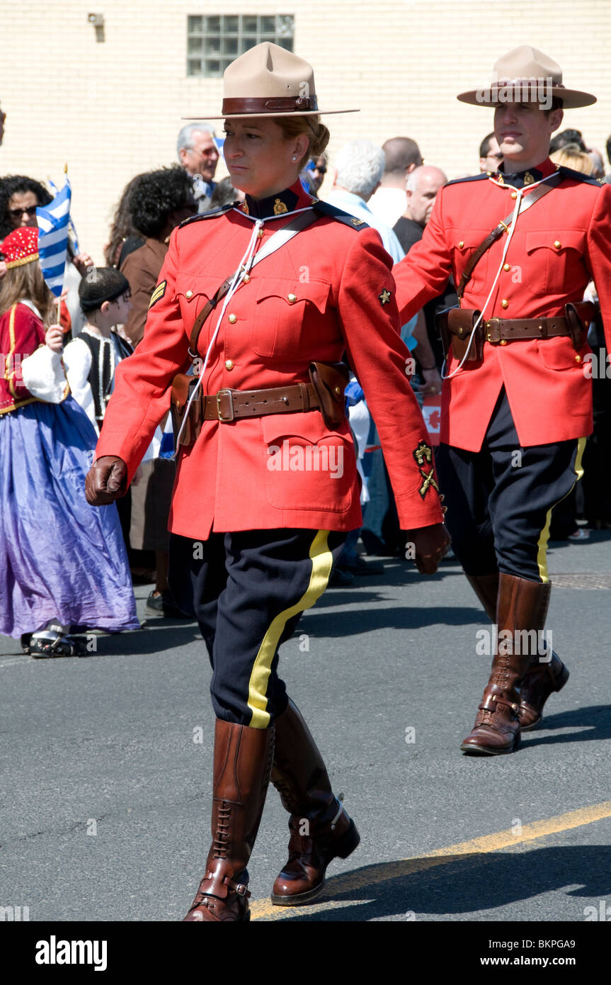 Canadian Mounties in Montreal parade Stock Photo - Alamy