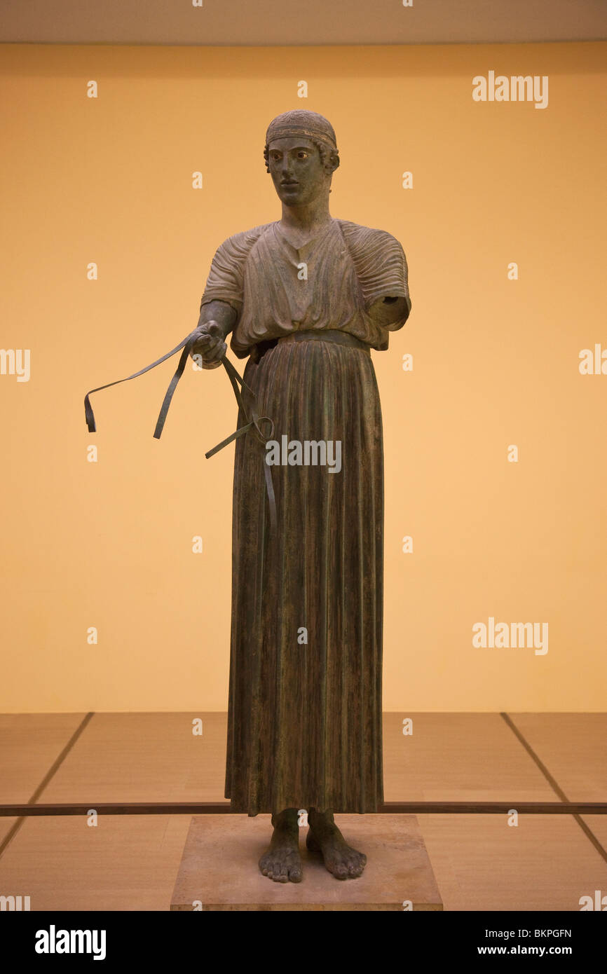 The Charioteer in the Archaeological Museum in Delphi,Greece Stock ...