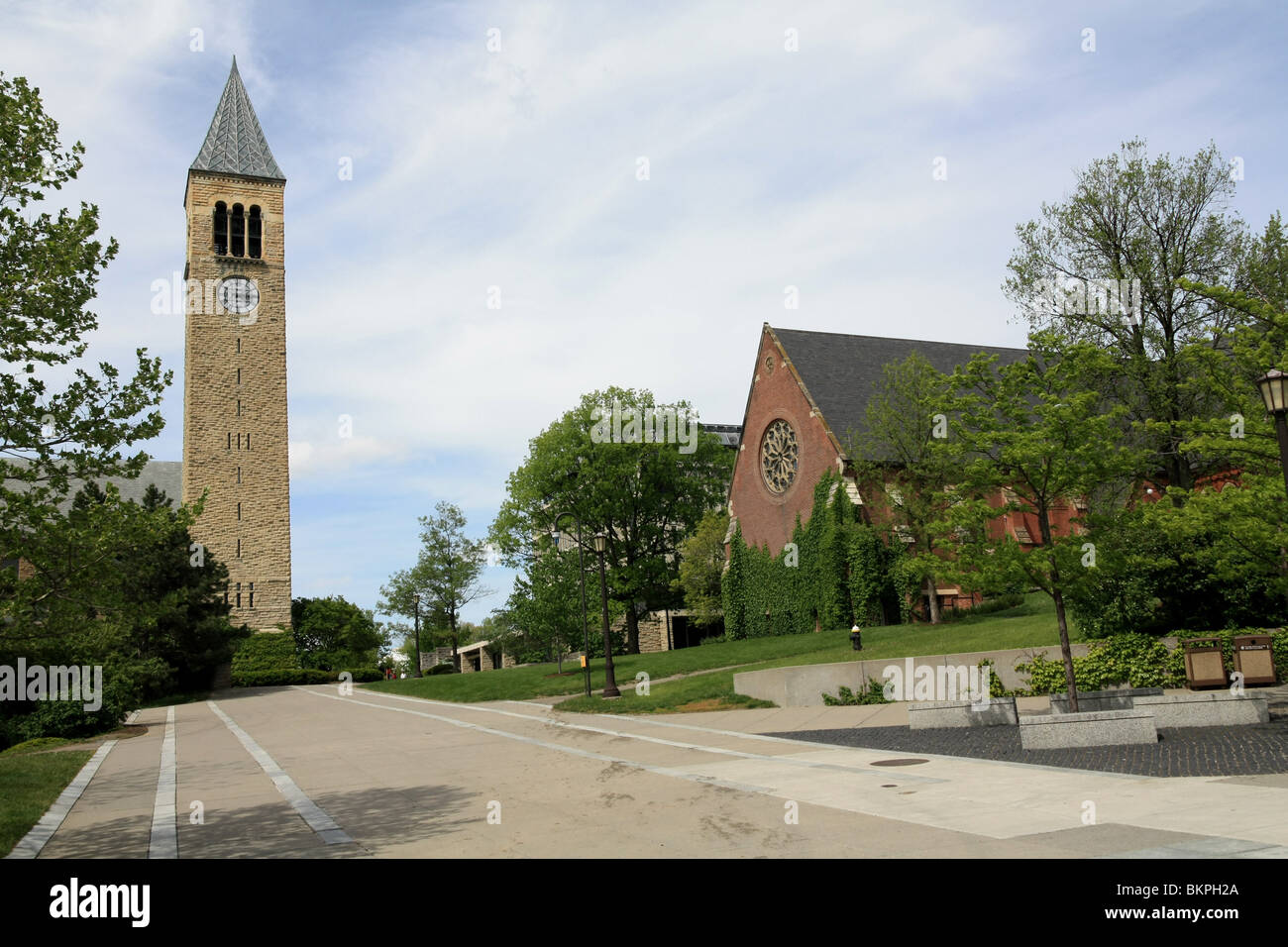 Cornell University, campus center with McGraw Clock Tower Stock Photo ...