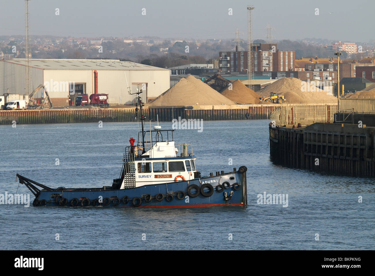 Survey tug Adurni in Shoreham docks, West Sussex Stock Photo - Alamy