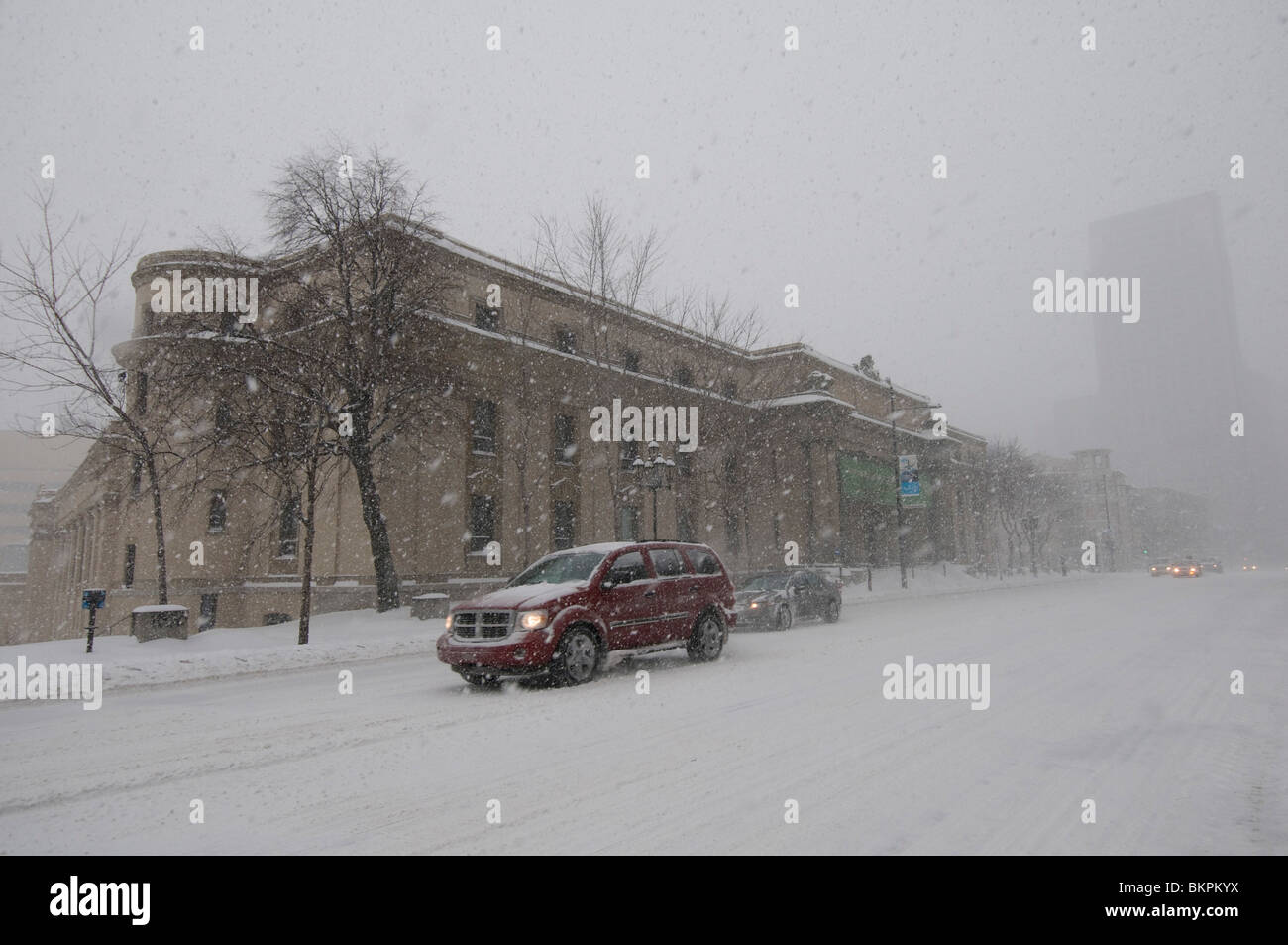 Snowstorm Sherbrooke street downtown Montreal Canada Stock Photo - Alamy