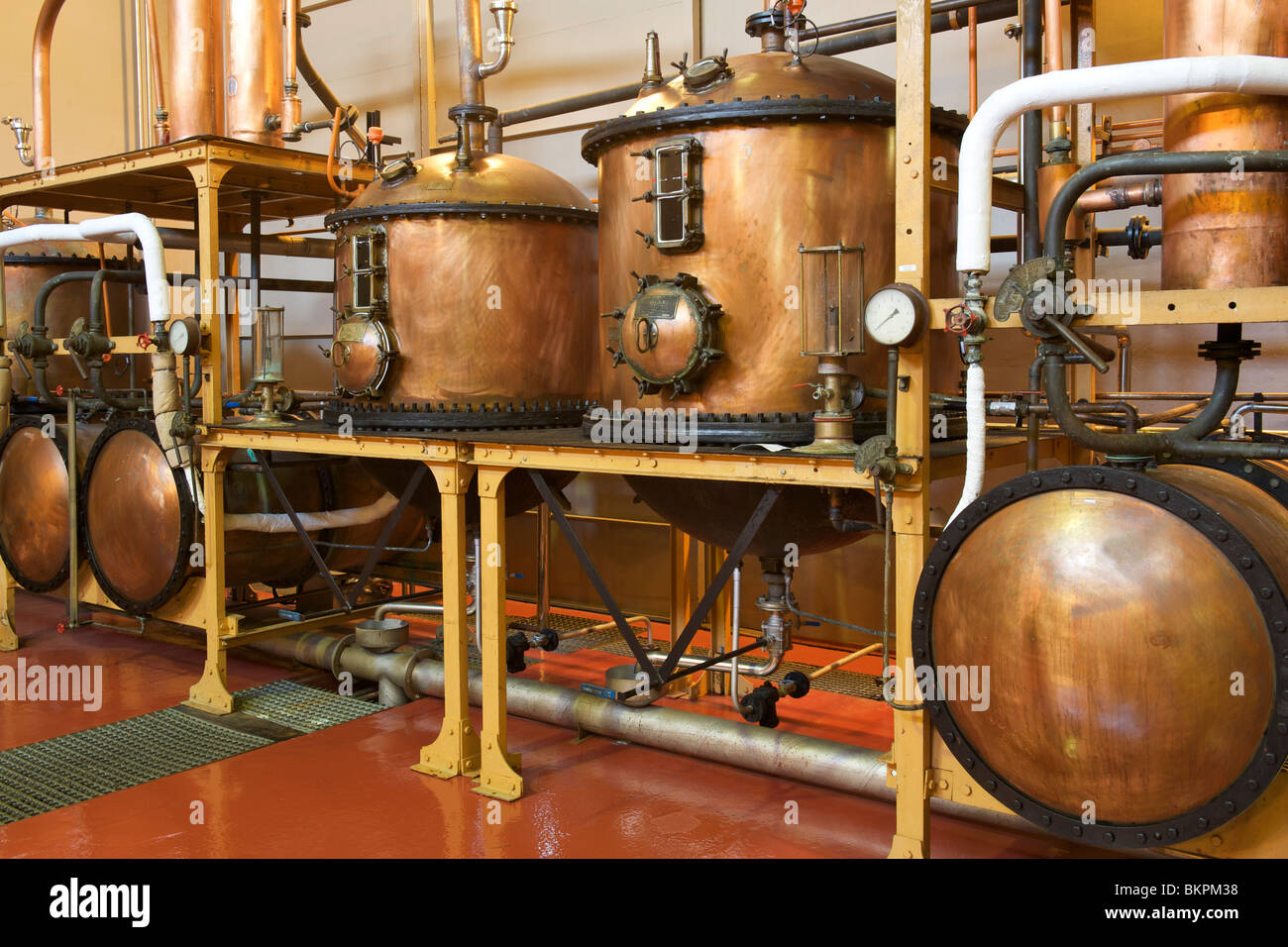 Copper stills of the Van Ryn distillery in Stellenbosch, Western Cape ...